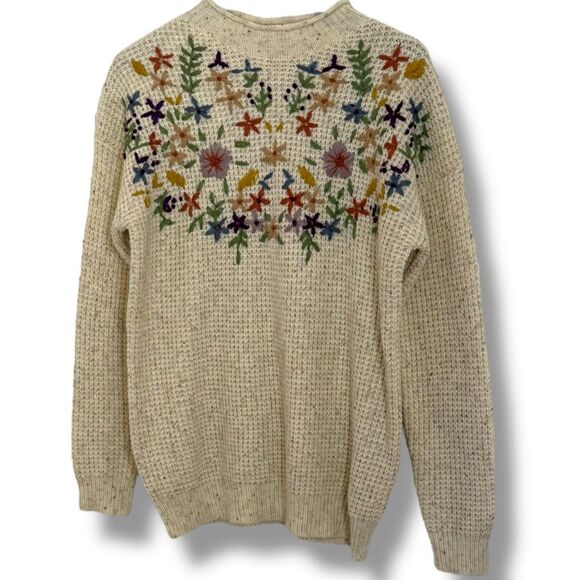 tea n rose | Sweaters | Tea N Rose Embroidered Knit Sweater Womens ...